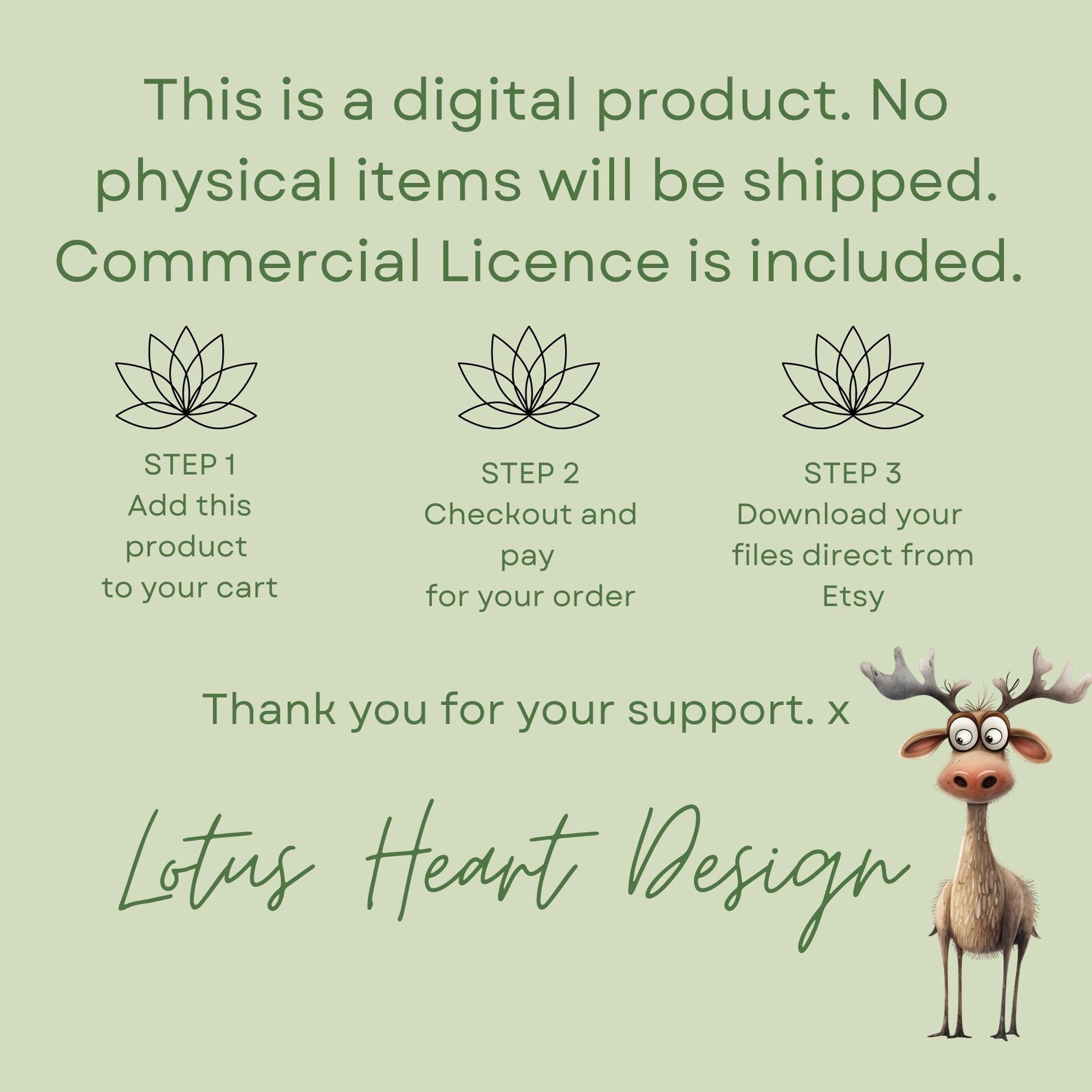 Quirky Reindeer Clipart, Funky Deer Clip Art, Cute Moose Illustrations ...