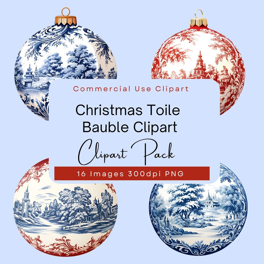 Christmas Toile Clipart Holiday, Christmas Bauble PNG, Christmas Bauble ...