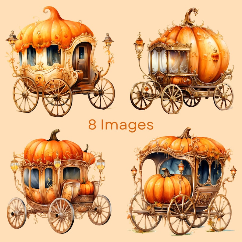 Pumpkin Carriage Clipart, Fantasy Halloween Clip Art, Fancy Fall ...