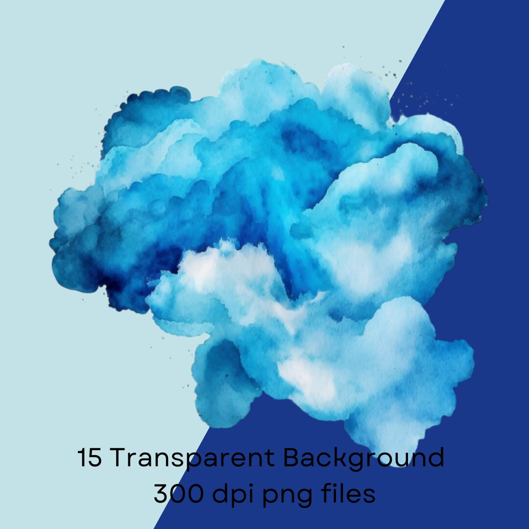 Watercolor Blue Splash Clouds Clipart Transparent Background High ...