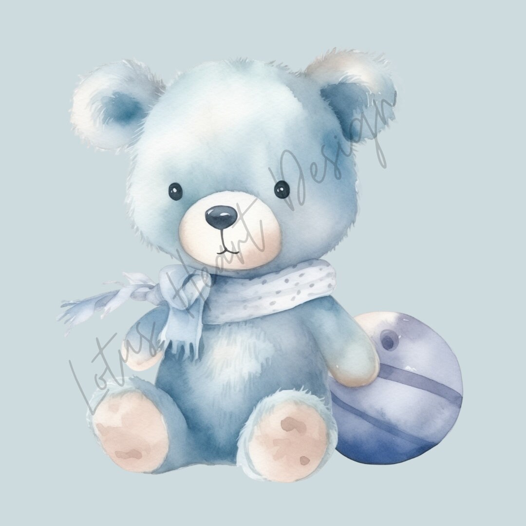 Baby Bear Clipart Blue Baby Boy Babyshower Clipart Boy Baby Nursery ...