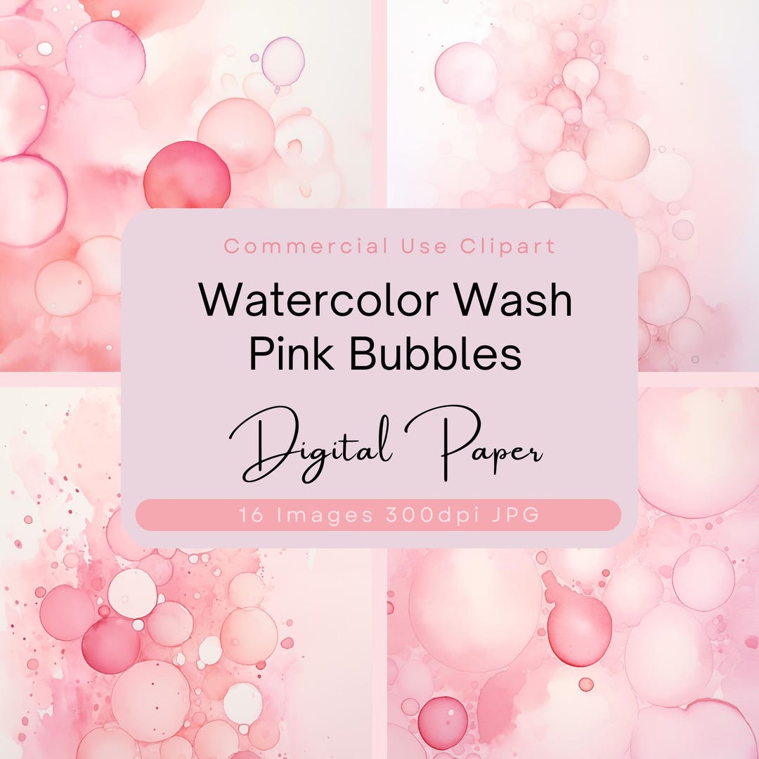 Watercolor Wash Pink Bubbles Digital Paper, Pale Pink Texture Pack ...