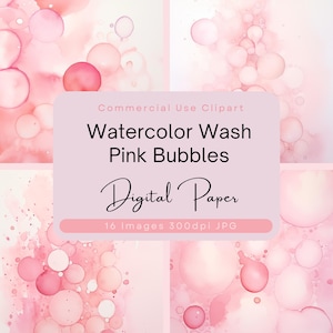 Watercolor Wash Pink Bubbles Digital Paper, Pale Pink Texture Pack ...