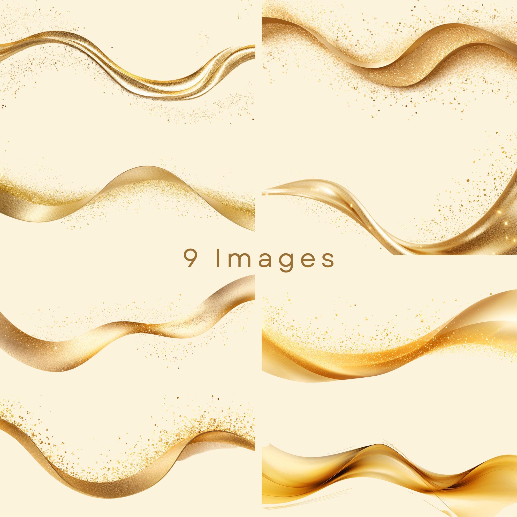 Elegant Gold Glitter Ribbon Clipart, Sparkling Confetti Wave Clip Art ...