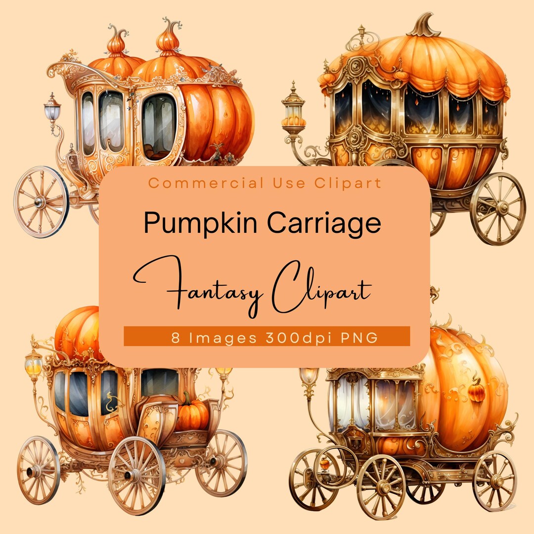 Pumpkin Carriage Clipart, Fantasy Halloween Clip Art, Fancy Fall ...