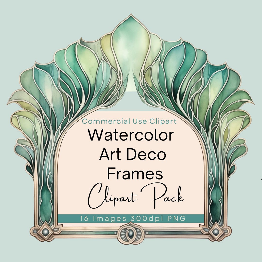 Watercolor Art Deco Frames Clipart, Elegant Decorative Borders Clip Art ...