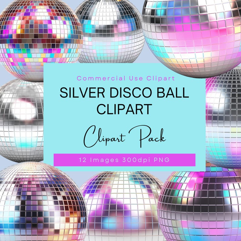 Silver Disco Ball Clipart, Mirror Ball Clipart, Party Lighting Clip Art ...
