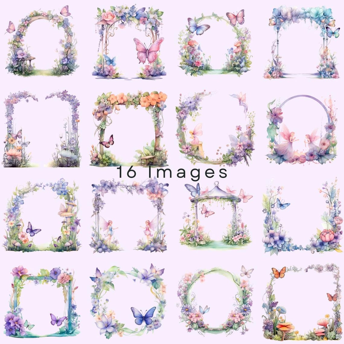 Fairy Garden Clipart Borders & Frames, Whimsical Floral Fairies ...