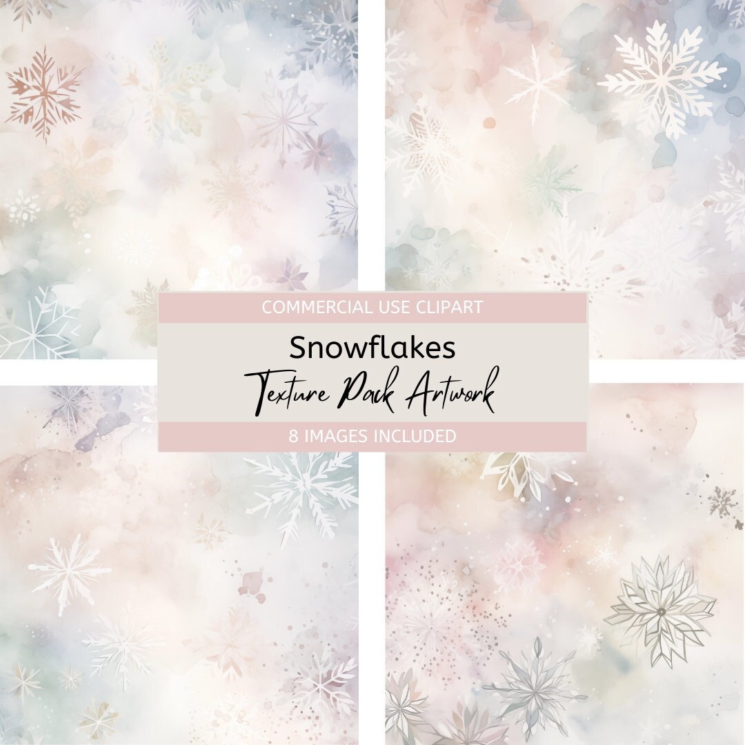 Watercolor Soft White Snowflakes Digital Paper, Winter Texture Pack ...