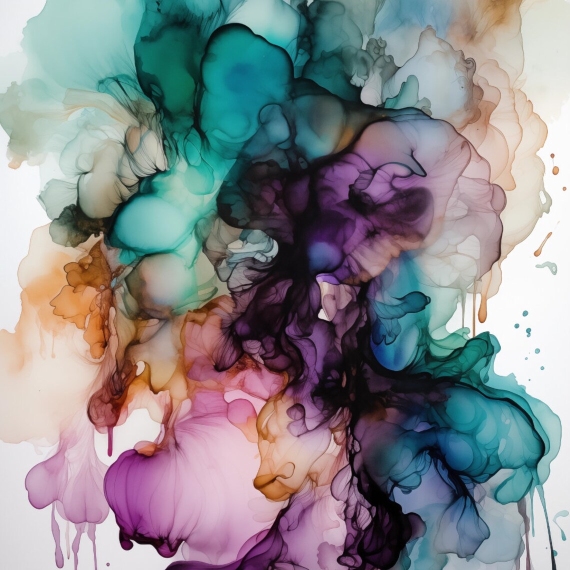 Alcohol Ink Splash Texture Pack. Digital Paper, Backgrounds, Stationary ...