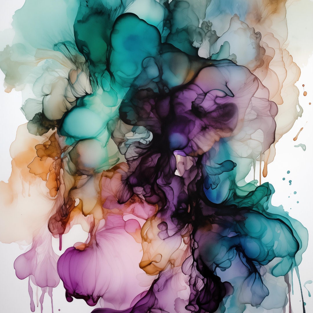 Alcohol Ink Splash Texture Pack. Digital Paper, Backgrounds, Stationary ...