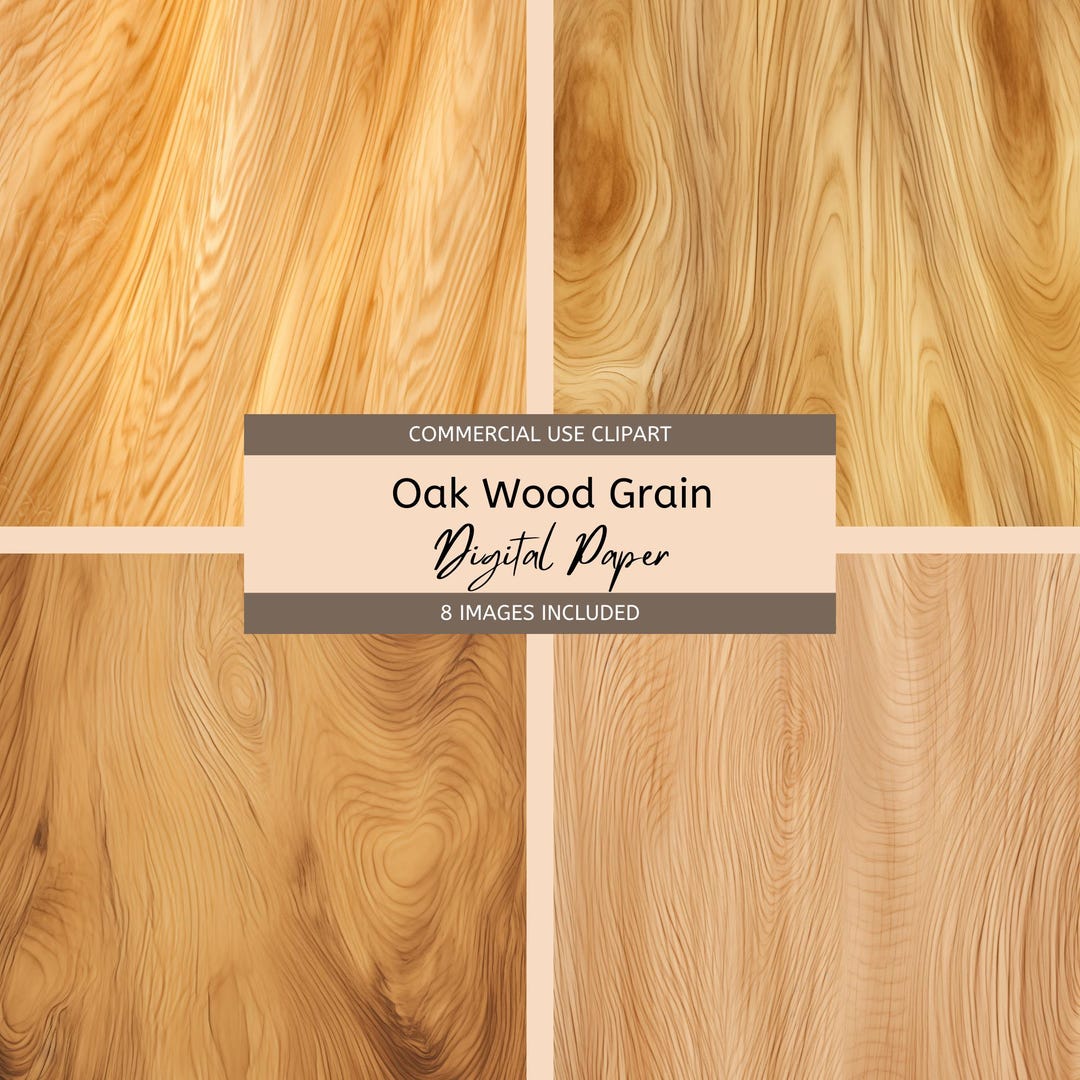 Wood Grain Digital Paper, Oak Woodgrain Texture Pack, Wood Effect ...