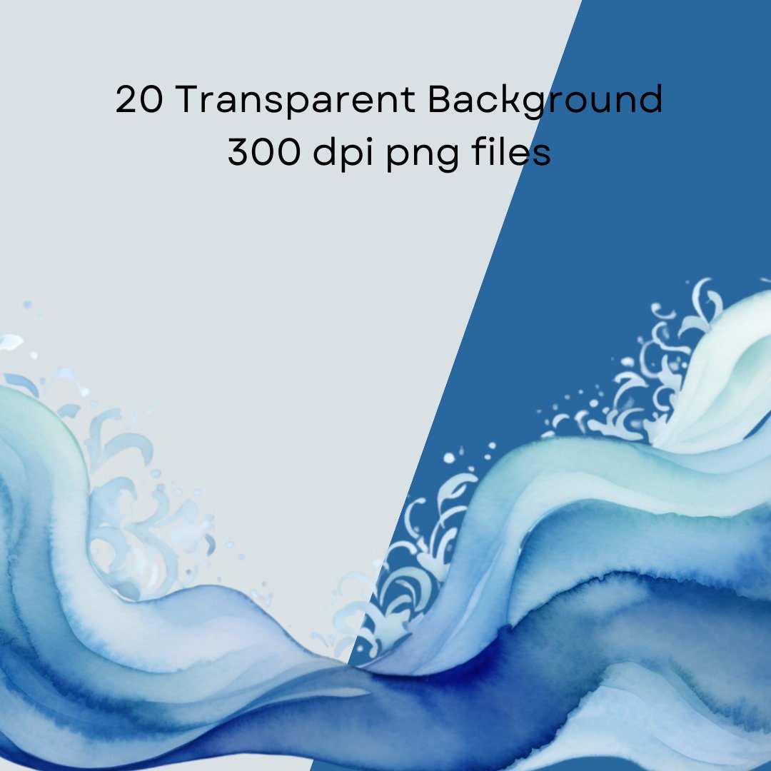 Watercolor Blue Wave Border Clipart Waves Transparent Background, High ...