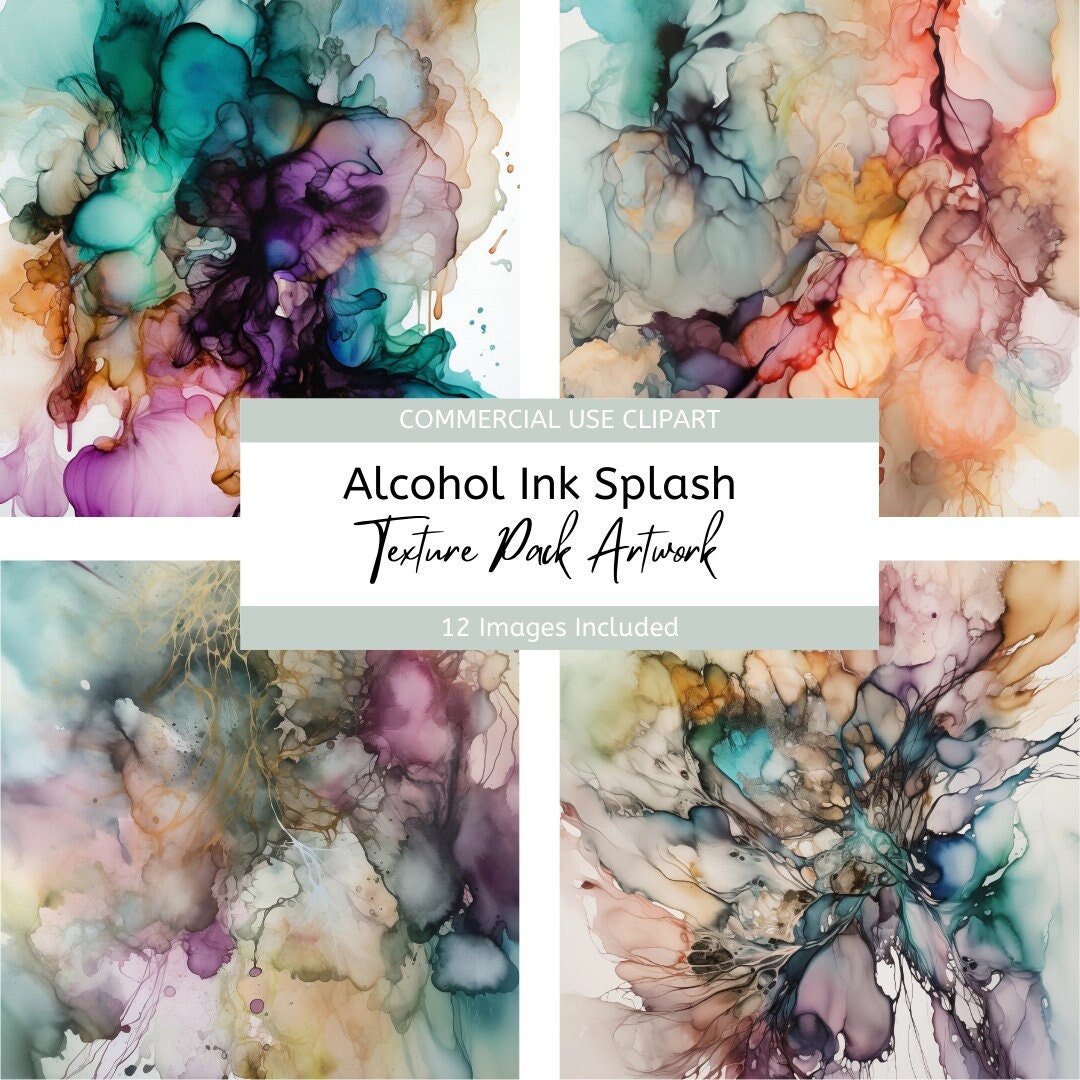 Alcohol Ink Splash Texture Pack. Digital Paper, Backgrounds, Stationary ...
