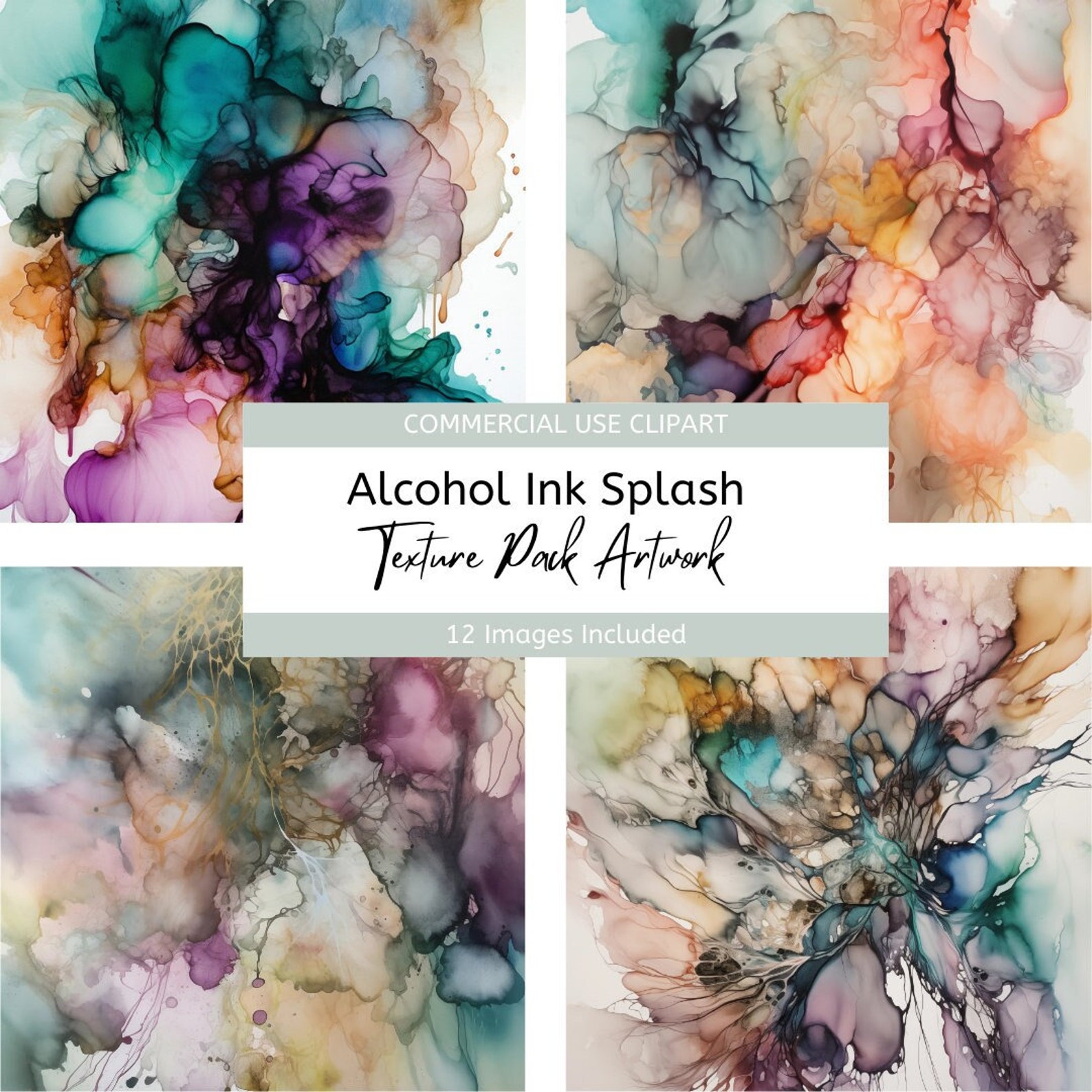 Alcohol Ink Splash Texture Pack. Digital Paper, Backgrounds, Stationary ...