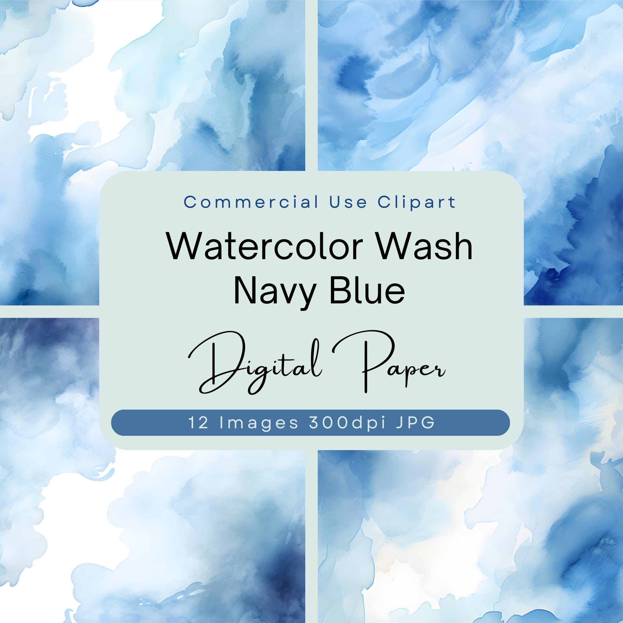 Watercolor Wash Navy Blue Digital Paper, Dark Blue Texture Pack, Stormy ...