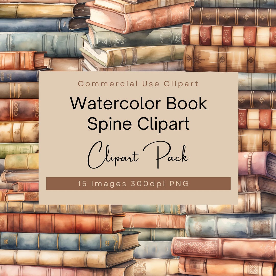 Watercolor Book Spine Clipart. Vintage Books Clip Art. Antique Books ...
