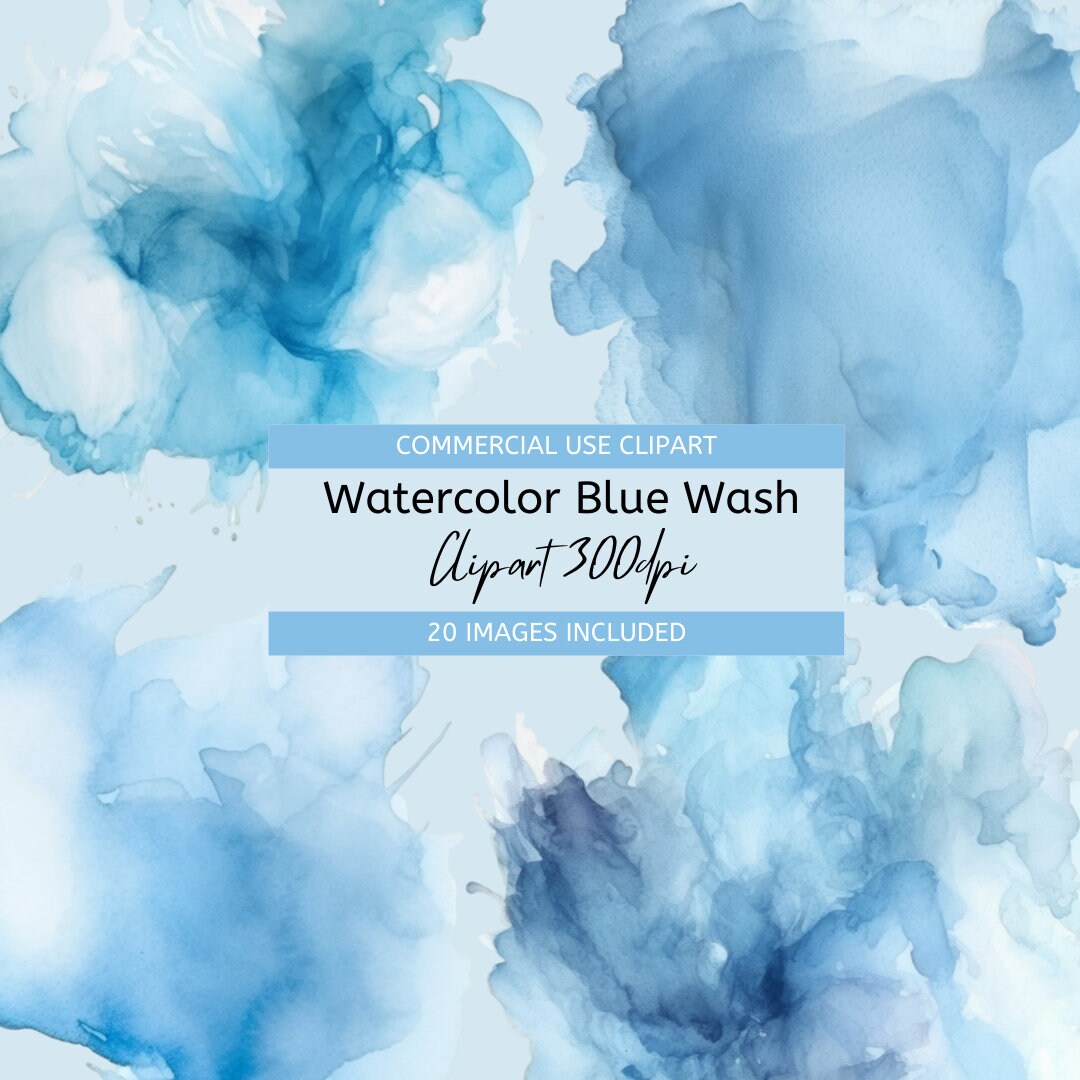 Watercolor Blue Wash Clipart Transparent Background High Quality 300dpi ...