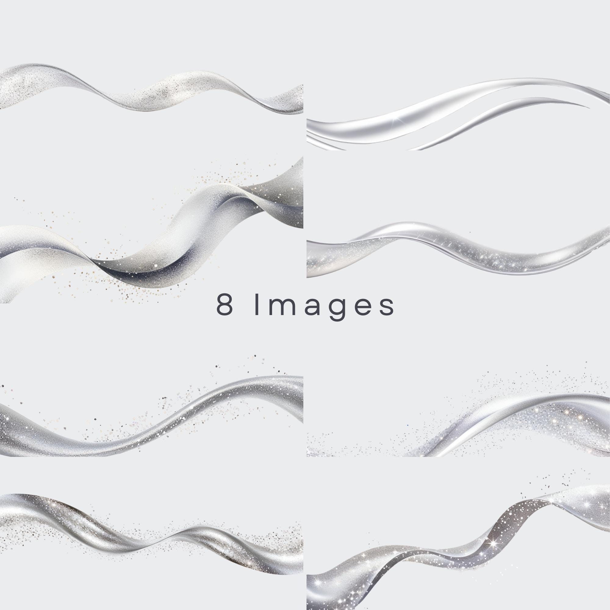Silver Glitter Ribbon Clipart, Sparkling Confetti Wave Clip Art ...