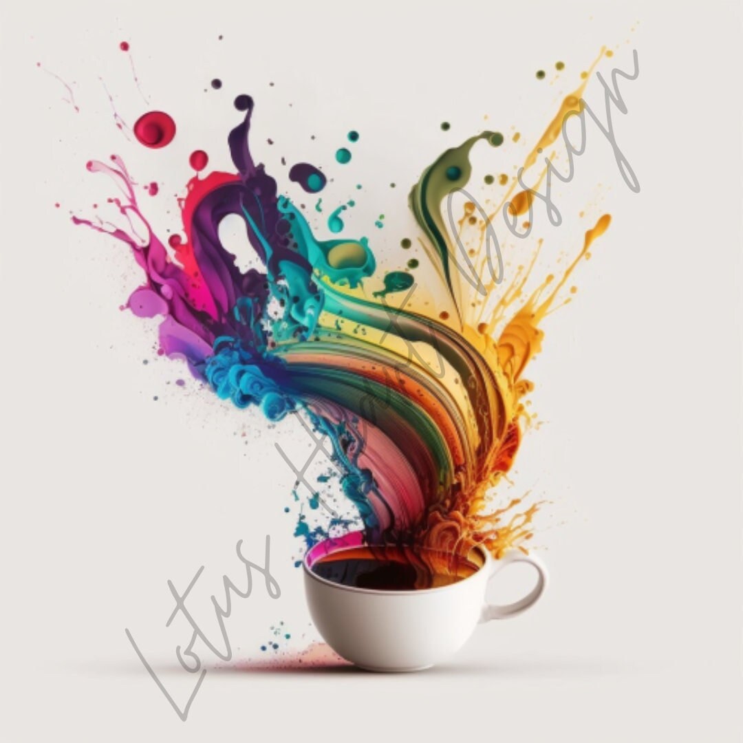 Tea Cup Watercolor Splash Image PNG. Coffee Cup Splash Bright Burst ...