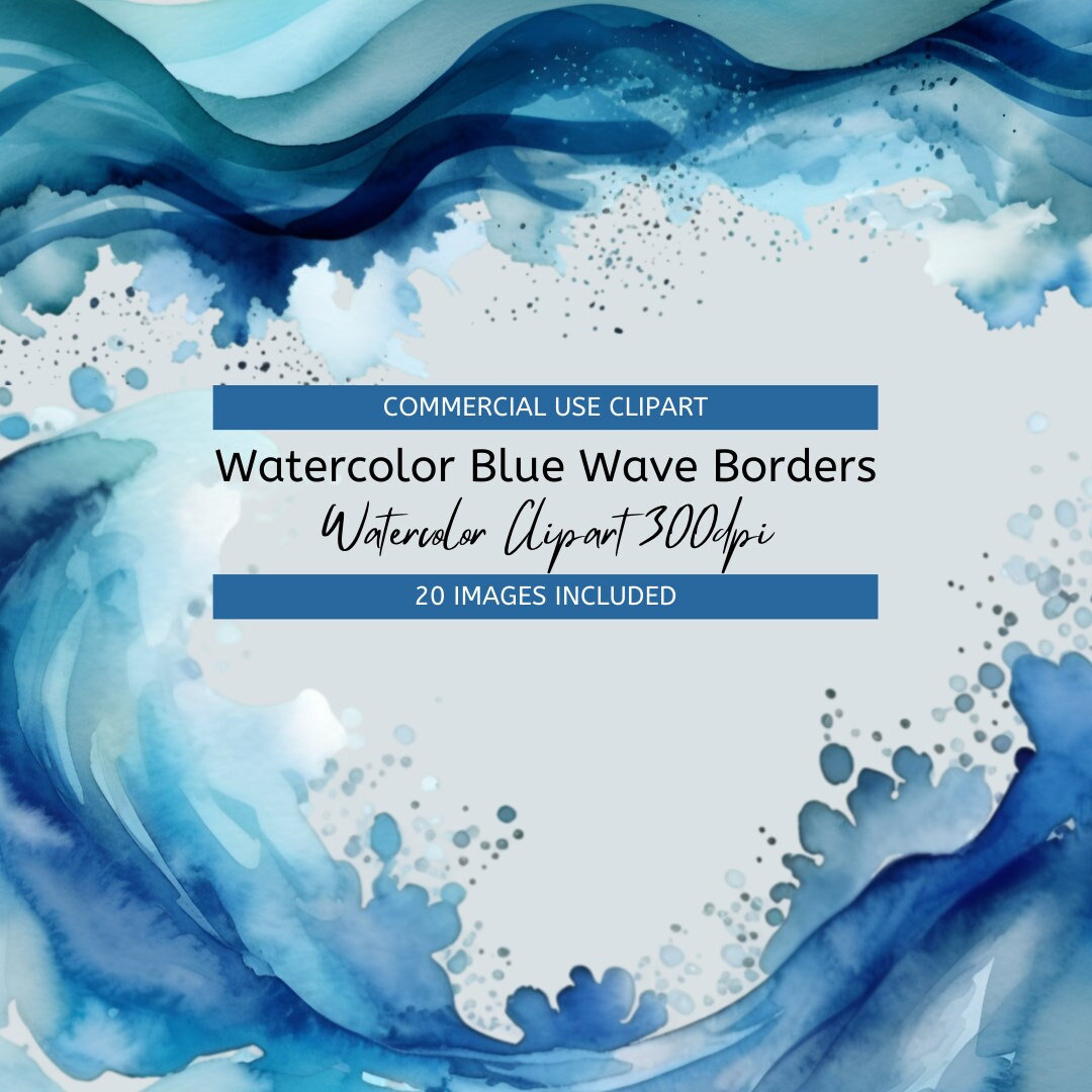 Watercolor Blue Wave Border Clipart Waves Transparent Background, High ...