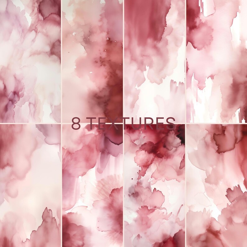 Watercolor Wash Deep Dark Red Digital Paper, Maroon Texture Pack ...