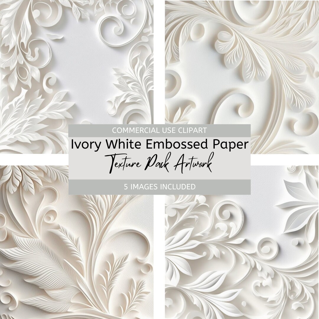 Ivory White Embossed Digital Paper Texture Pack Backgrounds Wedding ...