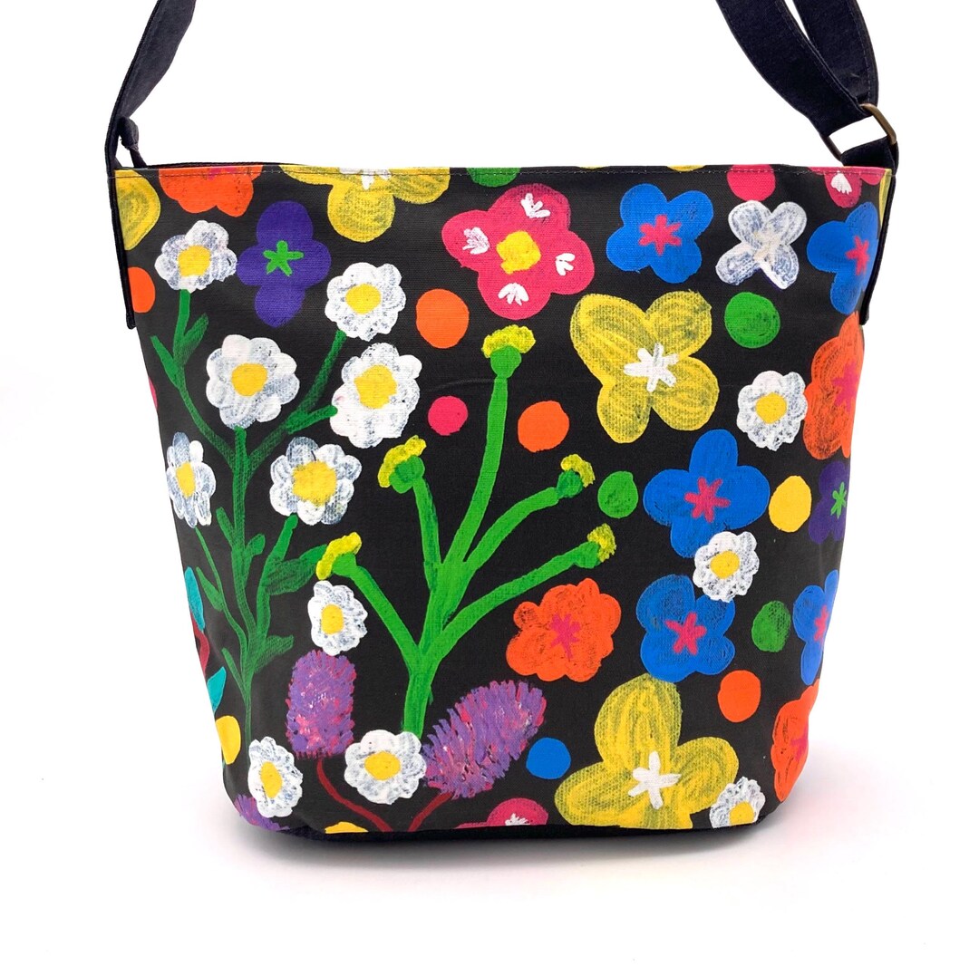 Nancy, Aboriginal, Art, Crossbody, Bag, Fabric, Wildflowers, Kelly ...