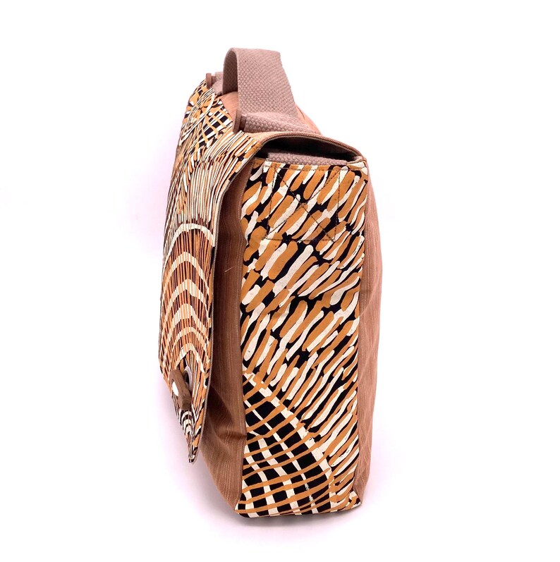 Jules, Satchel, Aboriginal Art, Hand Printed, Linen, Wood, Fabric, Fog ...