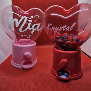 Mini Personalized Valentine Candy Heart Dispensers. Gumball Machines ...