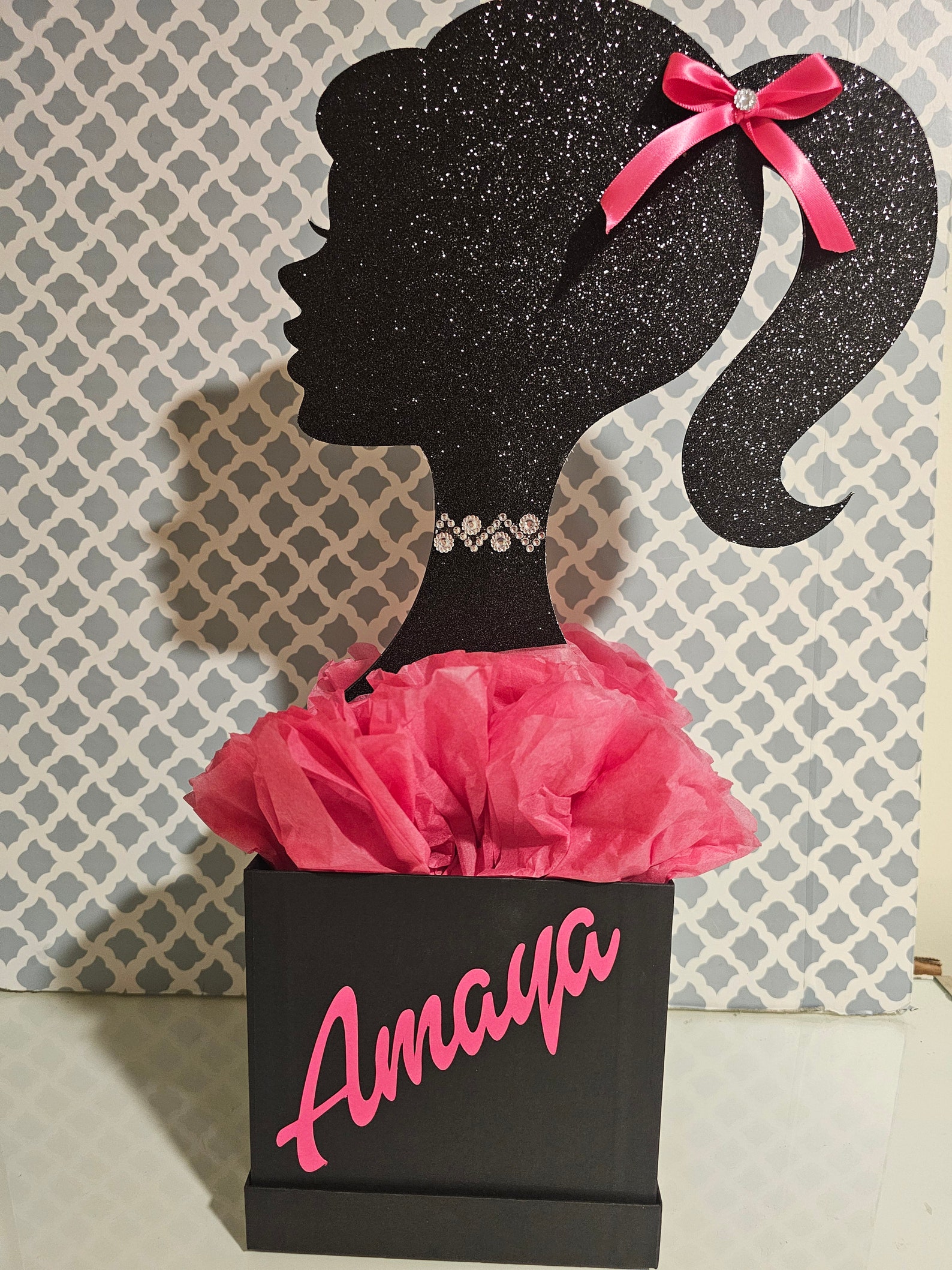 Barbi Doll Table Centerpiece Box With Name (double Sided) 6x6 Box - Etsy