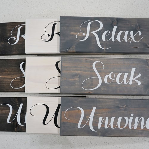 Relax Sign Relax Soak Unwind Relax Bathroom Sign Rustic - Etsy