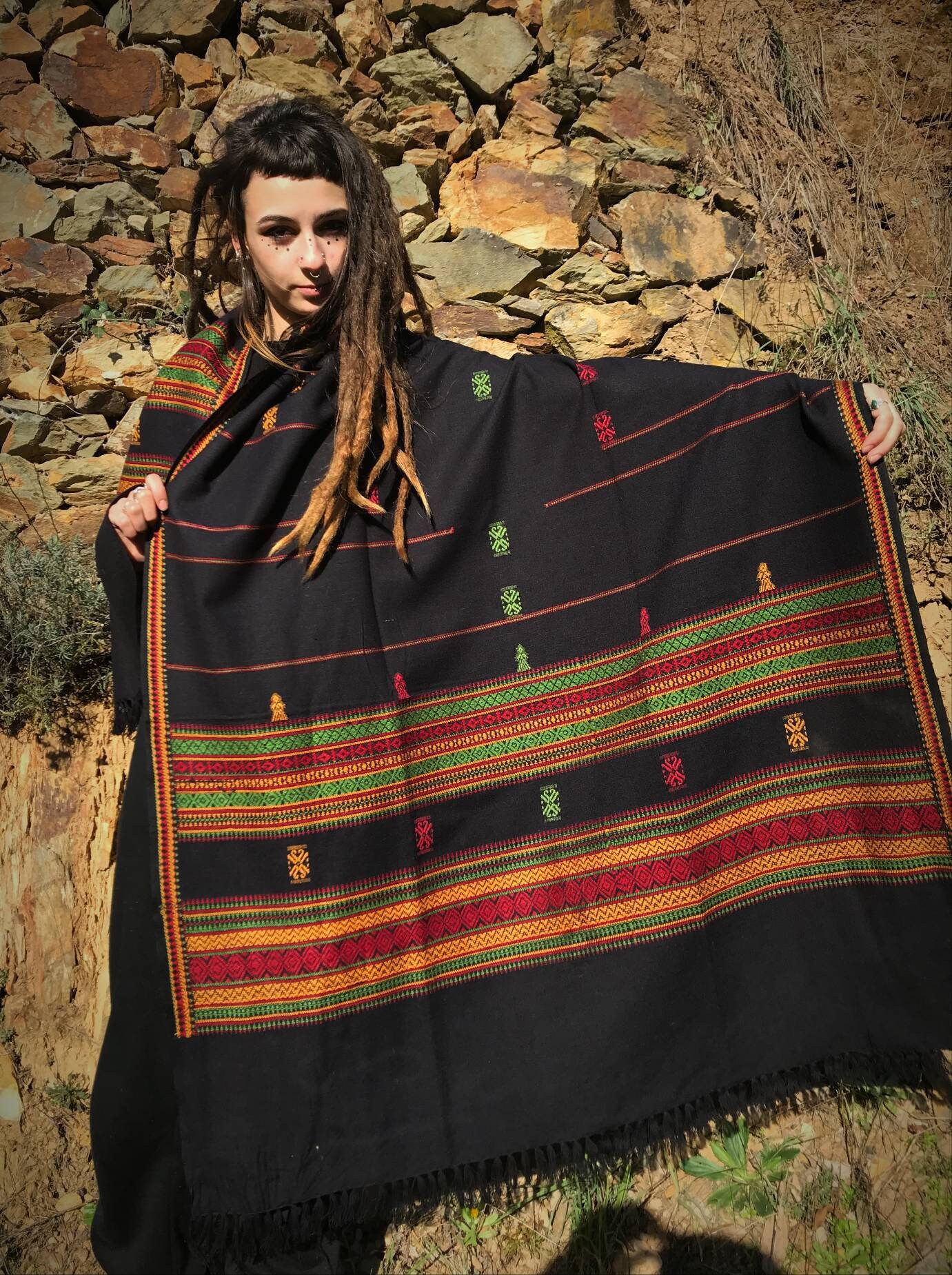 Tribal Shawl Himalayan Shawl Ethnic Shawl Embroidered Shawl Large ...