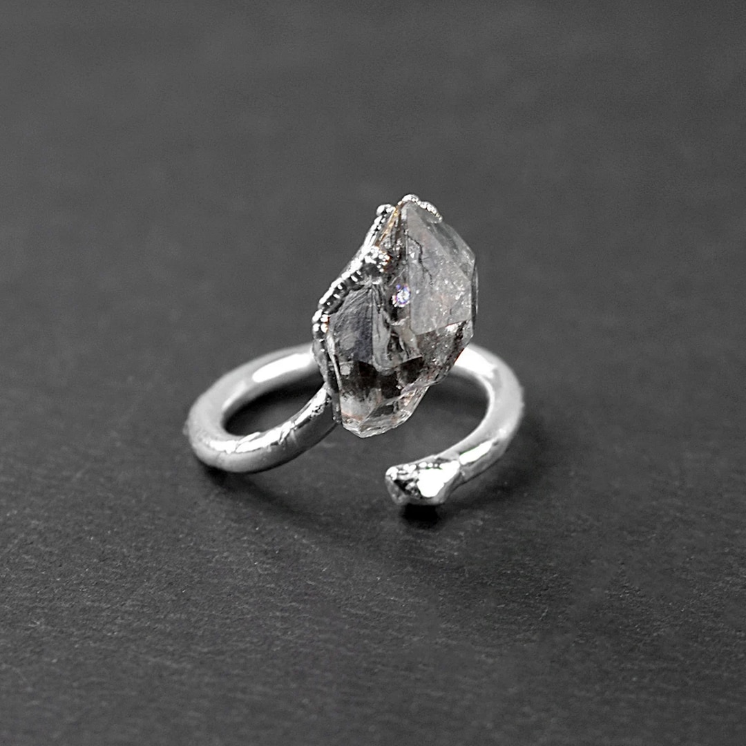 Natürlicher Herkimer Diamant Silber Ring \ Verstellbare Ringe ...