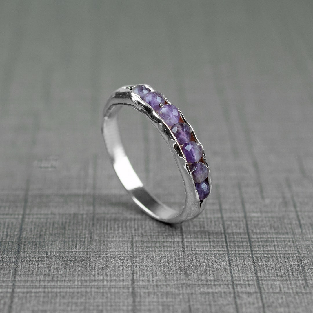 Elegant Purple Amethyst Mini Stone Ring, Gemstone Ring, Purple ...