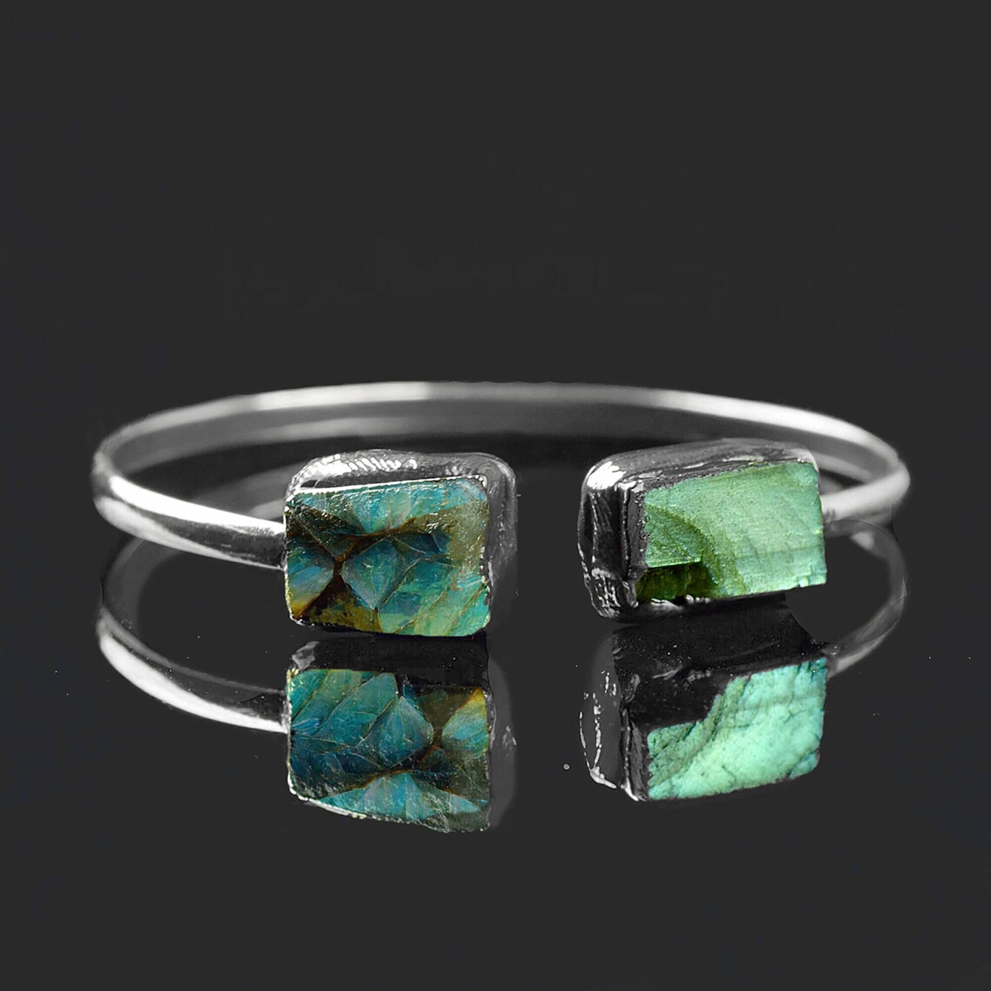Statement Labradorite Cuff Bracelet - Sterling Silver Adjustable Bangle ...