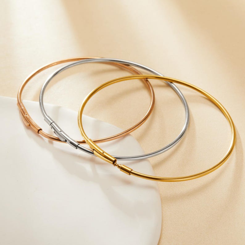 Wire Bangle Stainless Steel Bracelet,silver Rose Gold Plated Wiring ...