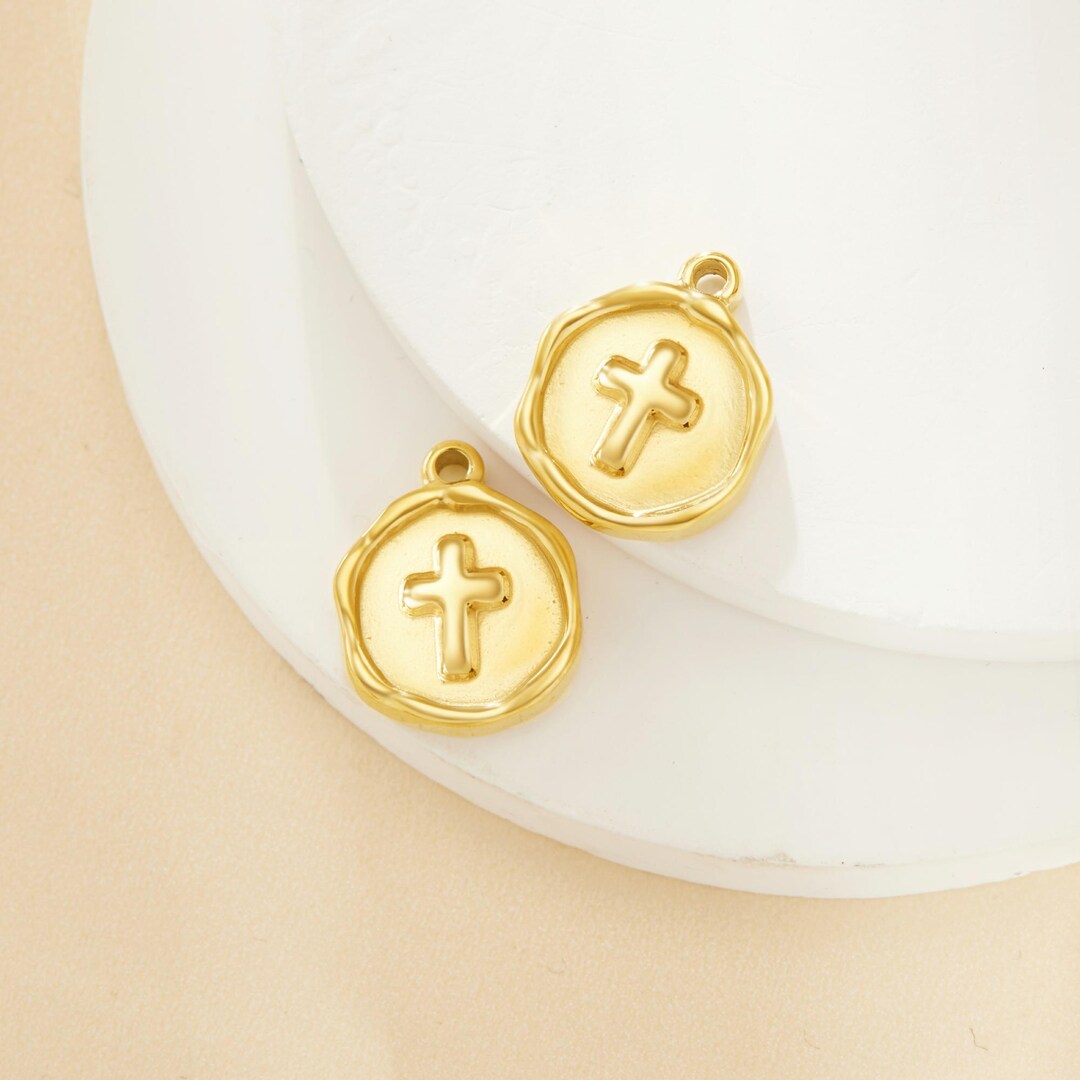 Stainless Steel Cross Pendant Charm,gold Plated Minimalist Art Deco ...