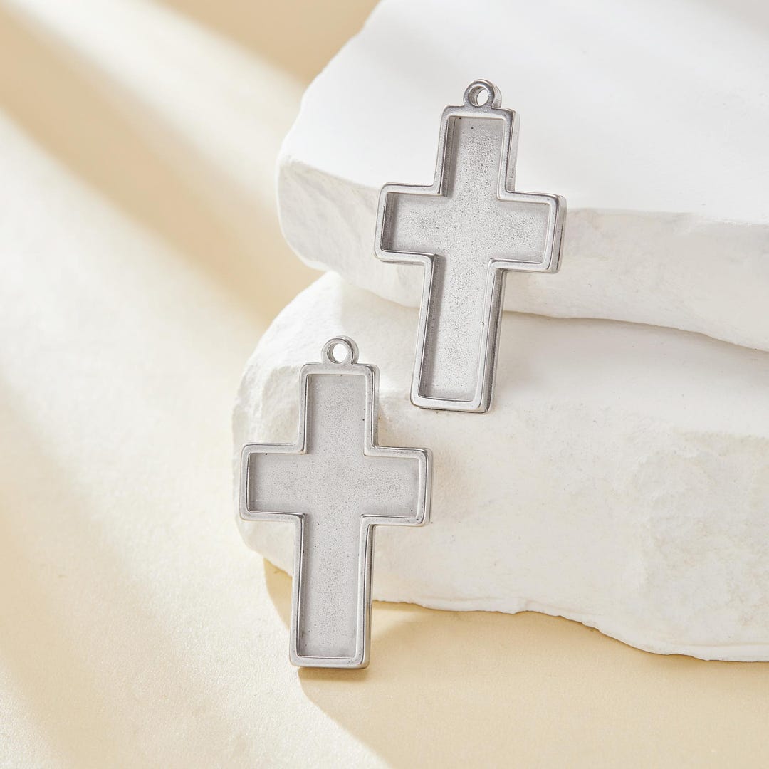 Keepsake Breast Milk Big Blank Cross Pendant Bezel Settings,stainless ...