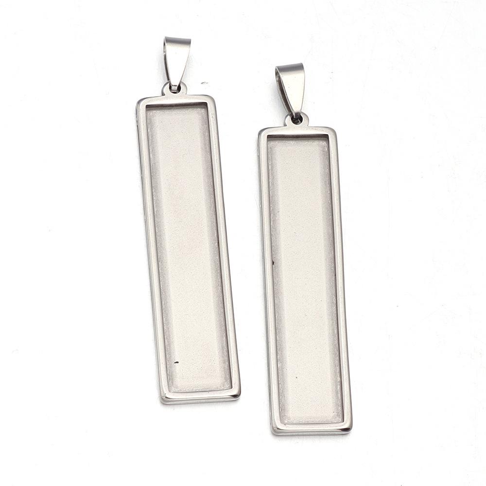 50x10mm Rectangular Time Gem Pendant Settings,stainless Steel Blank ...