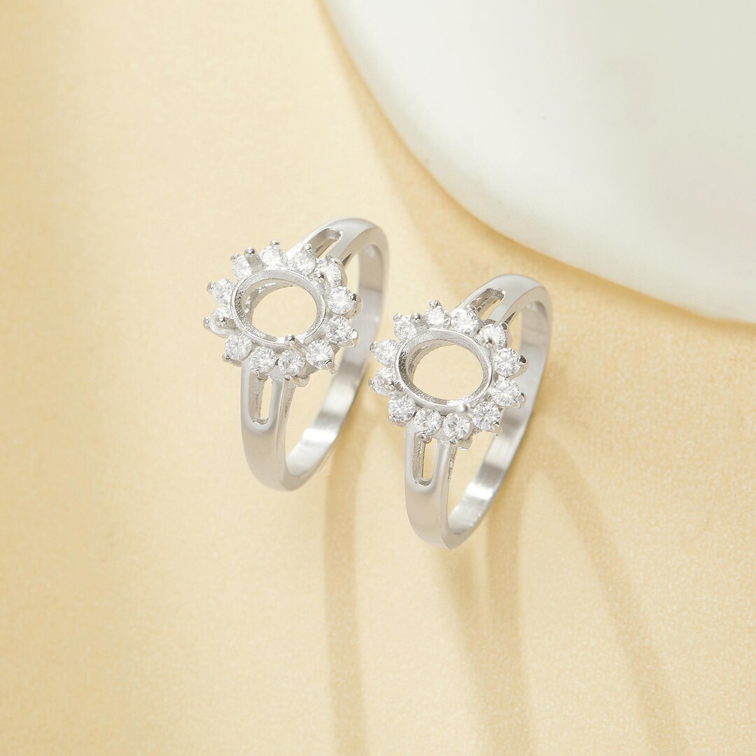 6x8mm Halo Oval Prongs Ring Settings,316l Stainless Steel Oval Ring ...