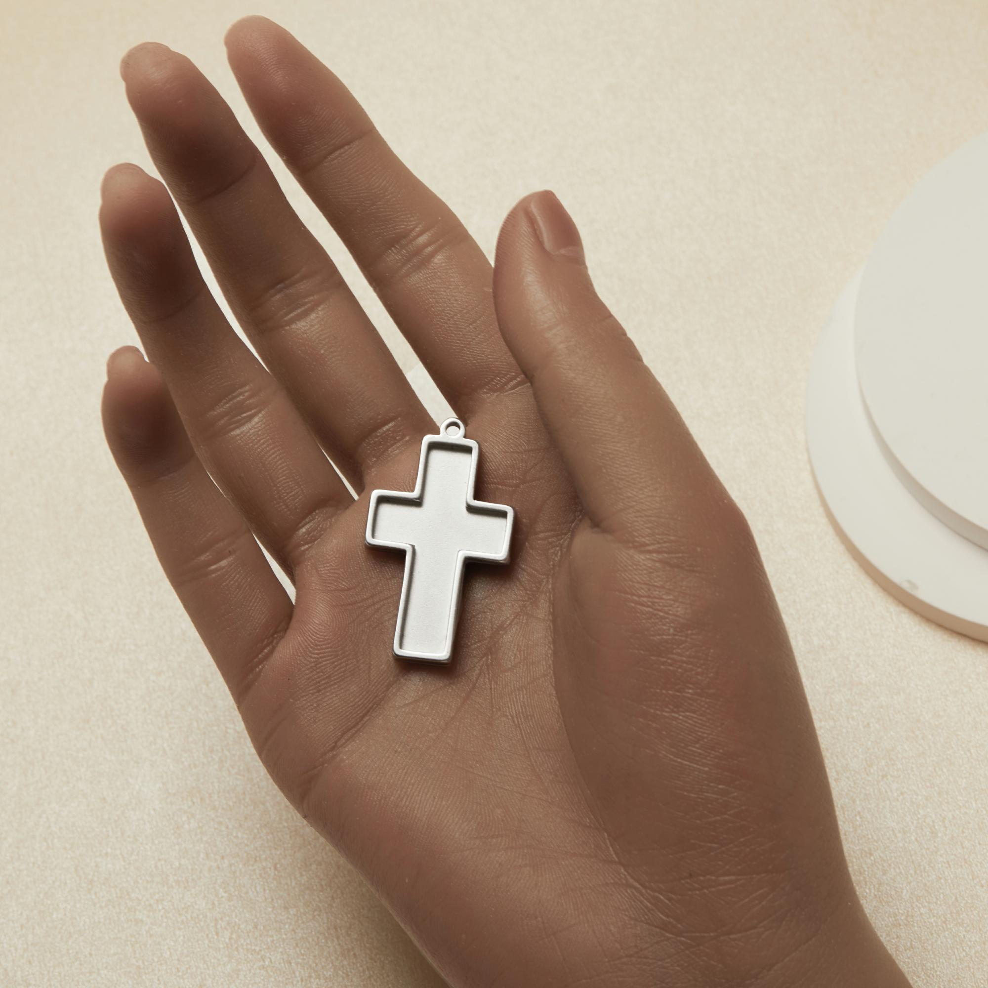 Keepsake Breast Milk Big Blank Cross Pendant Bezel Settings,stainless ...