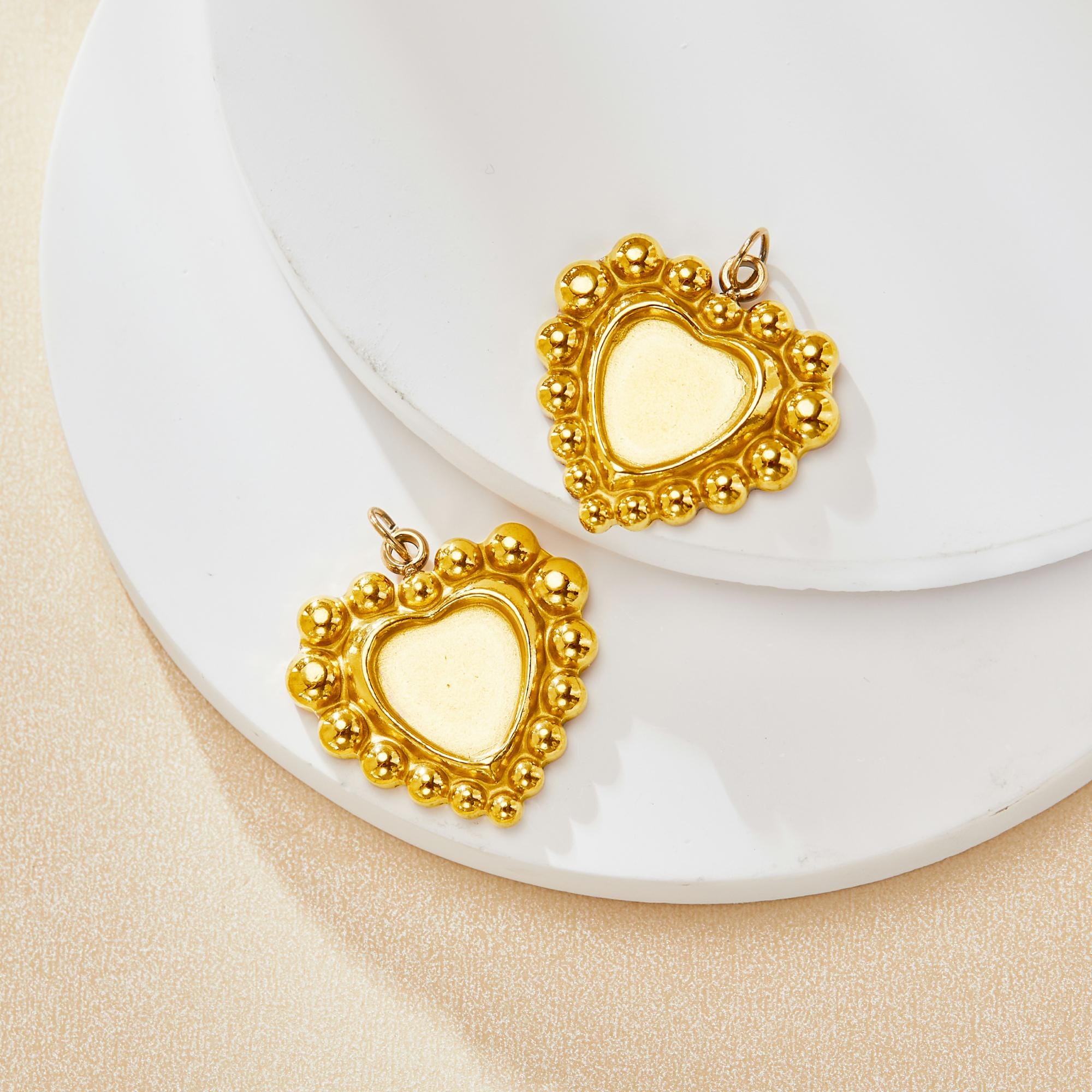 Keepsake Resin Bezel Gold Plated Stainless Steel Heart Pendant,10mm ...