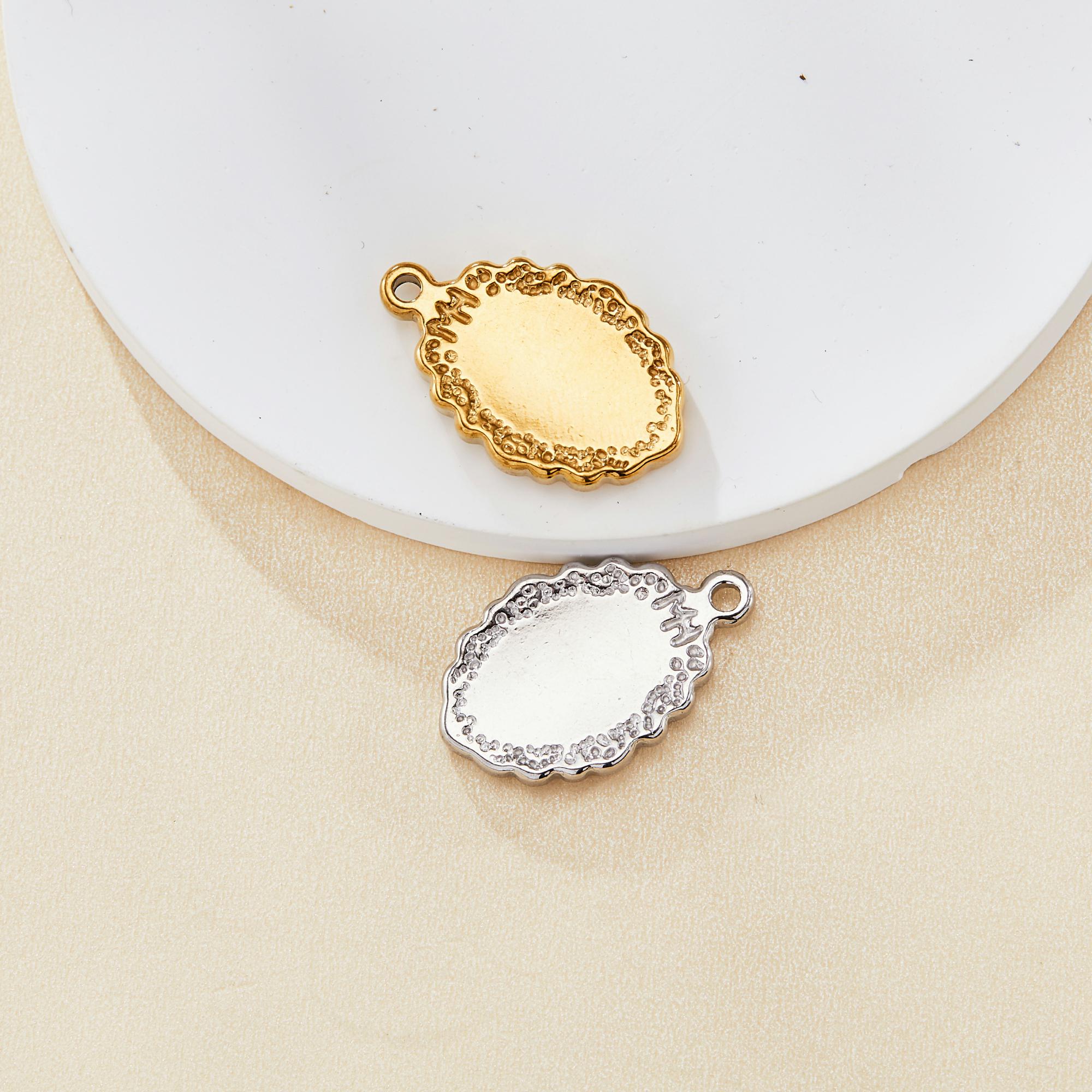Keepsake Resin Bezel Stainless Steel Oval Charm ,14x10mm Oval Bezel ...