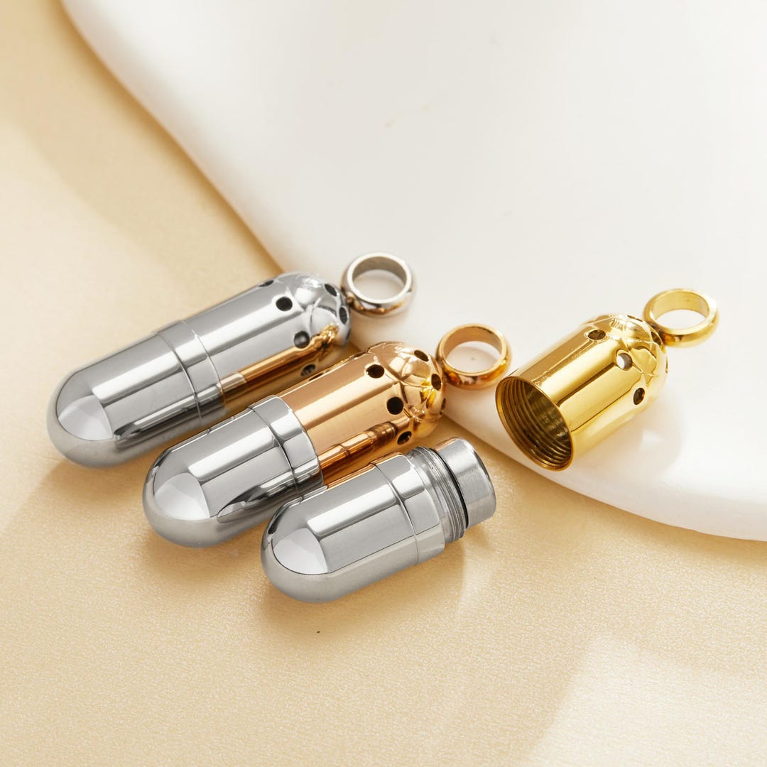 Stainless Steel Perfume Vial Container Pendant,capsule Key Chain ...
