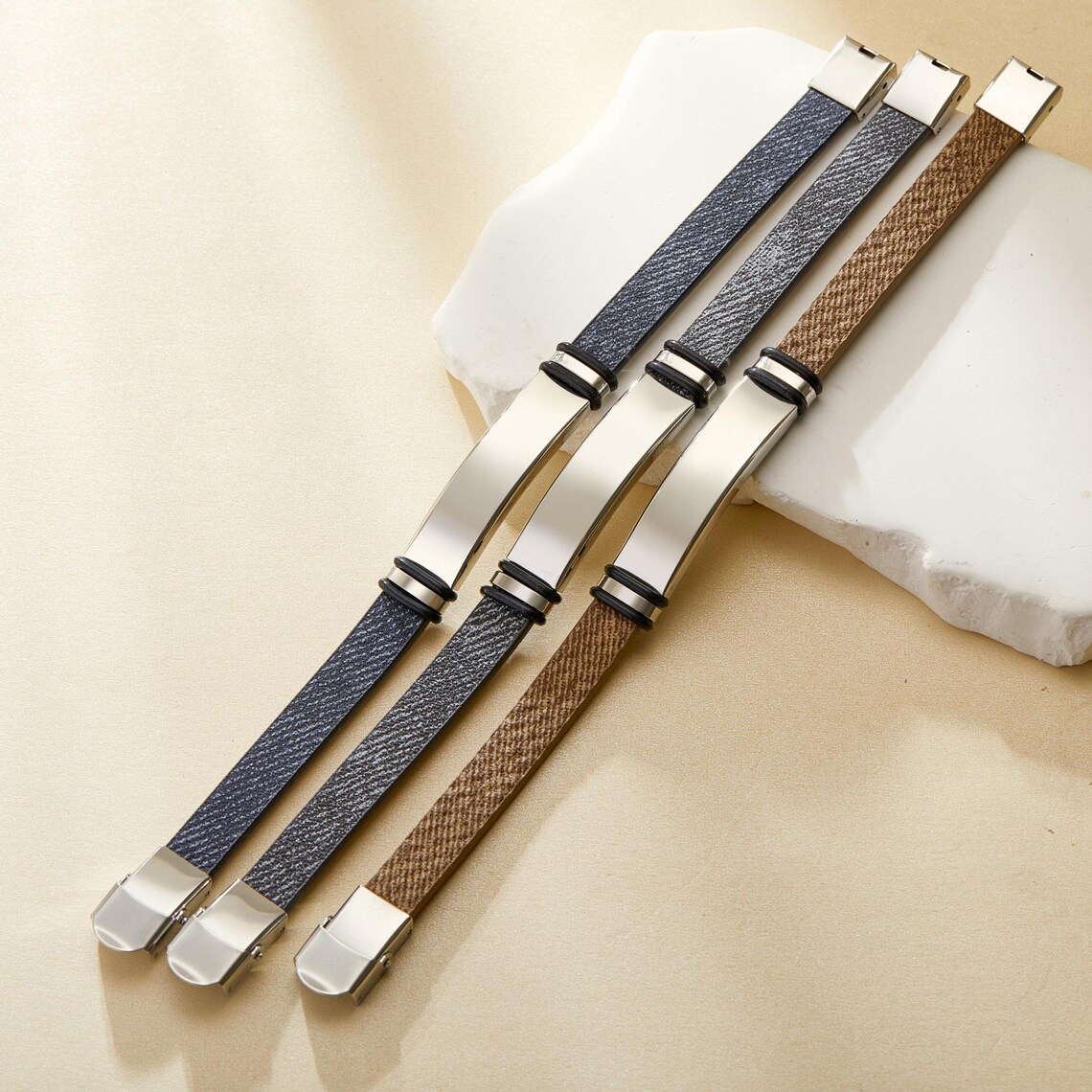 Rectangle Blank Silicone Stainless Steel Bracelet,minimalist Blank ...