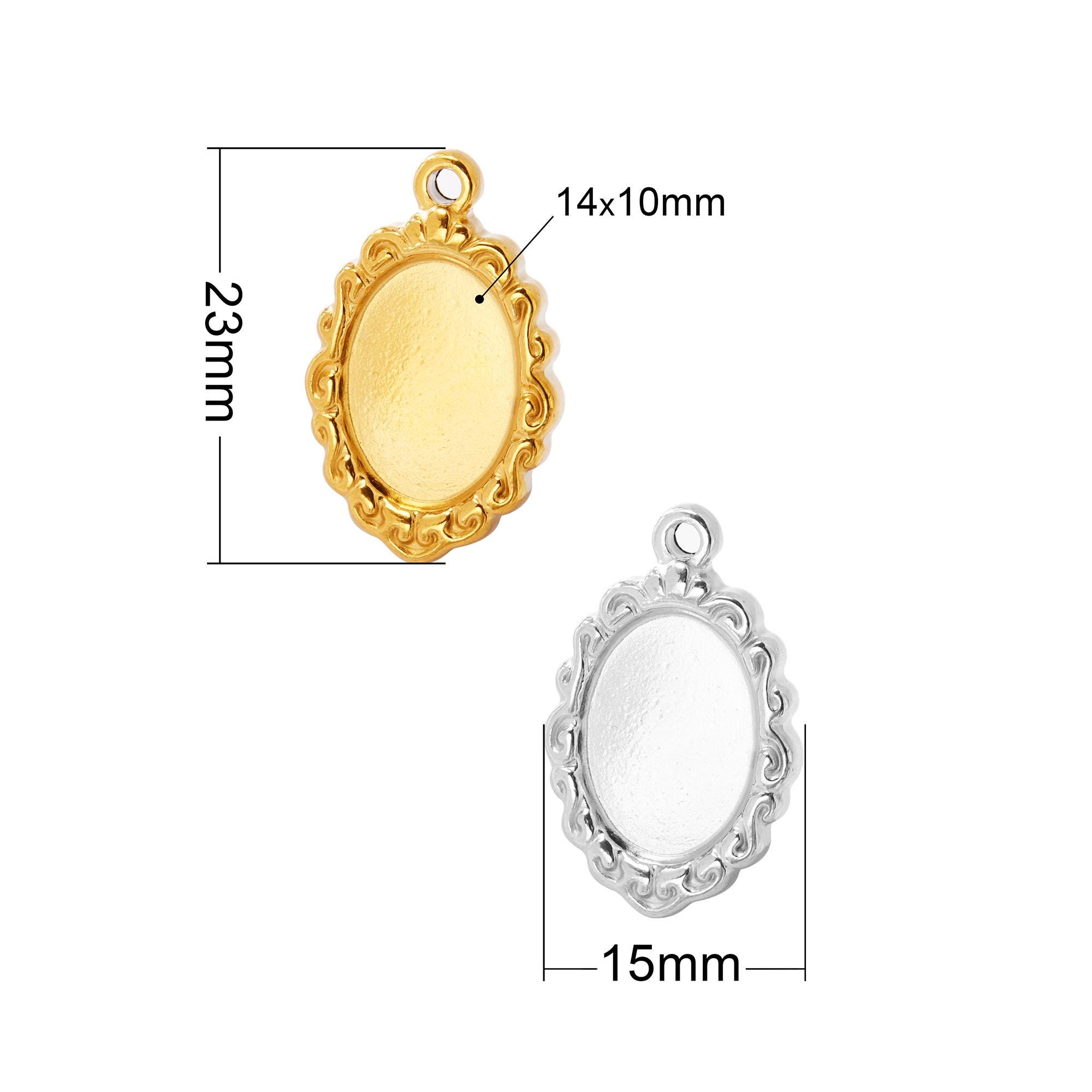 Keepsake Resin Bezel Stainless Steel Oval Charm ,14x10mm Oval Bezel ...