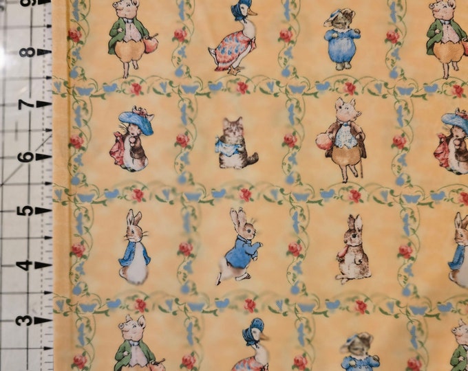 Beatrix Potter Fabric Anthropomorphic Animal Characters in a Floral ...