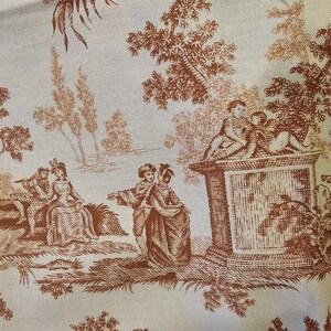 Rust and Cream Toile Romantic Scenes Maker Unknown. Piece Measures ...