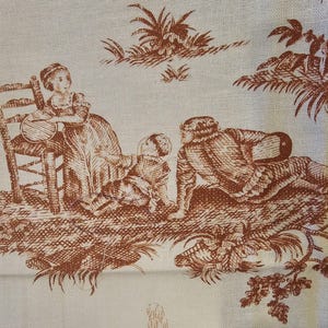 Rust and Cream Toile Romantic Scenes Maker Unknown. Piece Measures ...